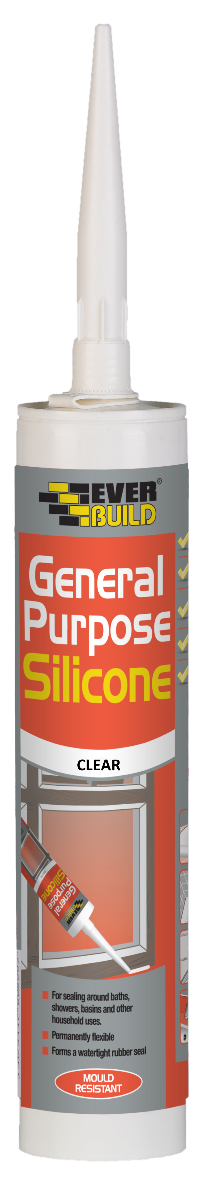 Hertings. EVERBUILD GENERAL PURPOSE SILICONE - CLEAR - 310ml